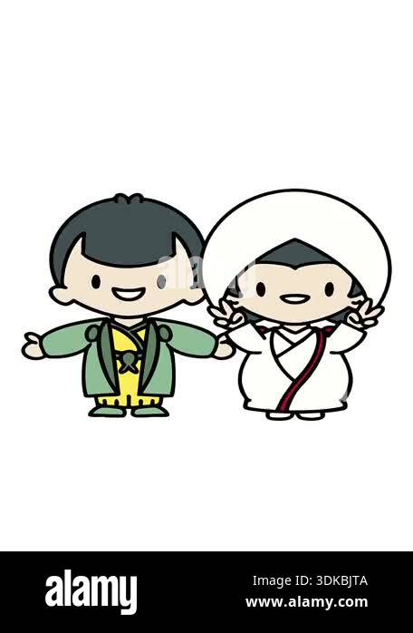 bobbing motion animation of Happy Japanese couple celebrating their ...
