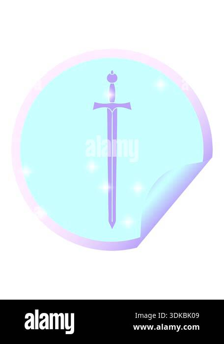 glitter effect animation of circular peeling sticker quirky cartoon ...
