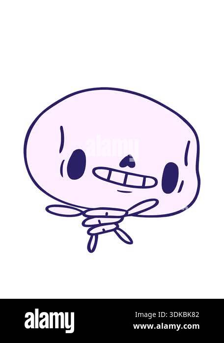 bobbing motion animation of illustration of a kawaii cute dead skeleton ...