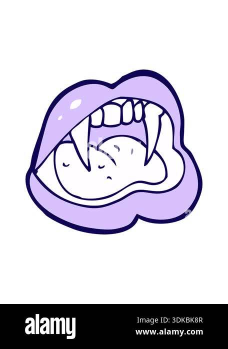 neon light effect animation of cartoon vampire lips Stock Video Footage ...