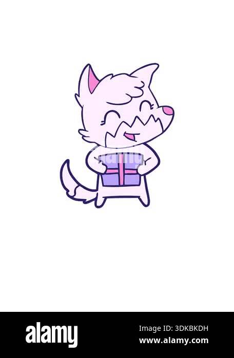 rise and float animation of happy cartoon fox design Stock Video ...