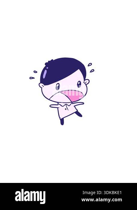 horizontally vibrating animation of cute cartoon shocked man Stock ...