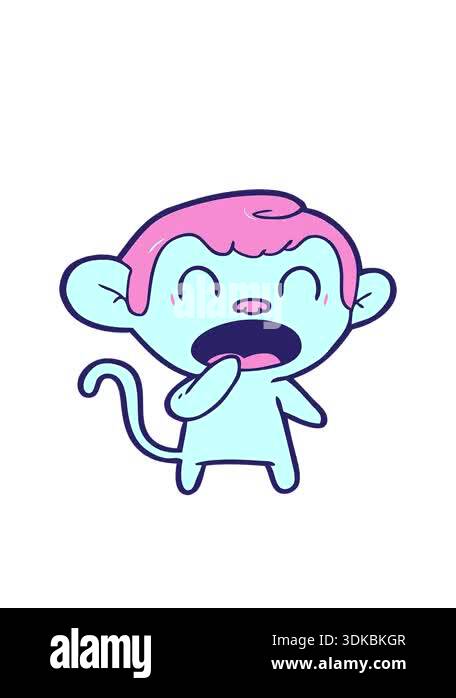 bobbing motion animation of yawning cartoon monkey Stock Video Footage ...