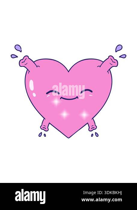 glitter effect animation of cartoon happy heart Stock Video Footage - Alamy