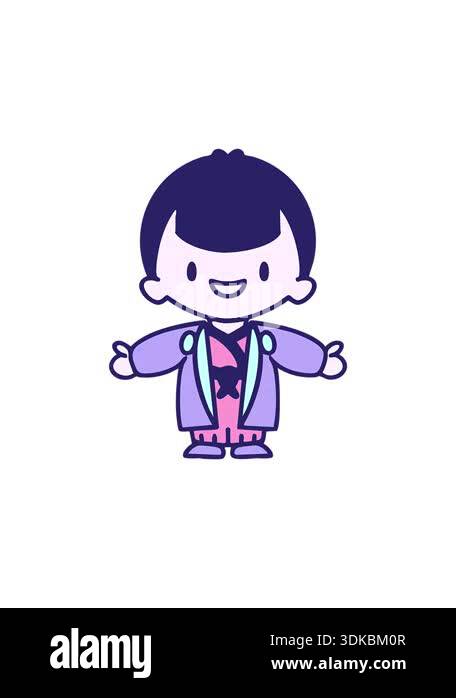 popping motion animation of a japanese man in wedding clothes with open ...