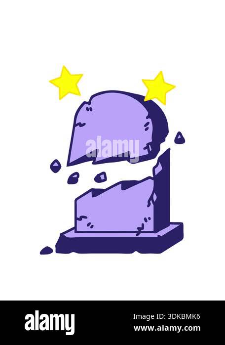 spinning stars animation of a broken grave stone cartoon Stock Video ...