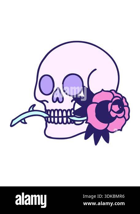 bob and pause animation of a skull and rose design Stock Video Footage ...