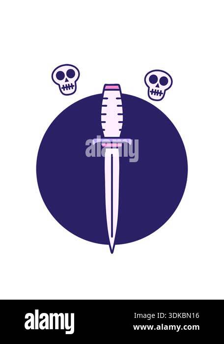 spinning skulls animation of an iconic tattoo style image of a dagger ...