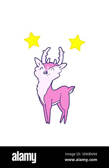spinning stars animation of cartoon happy stag Stock Video Footage - Alamy