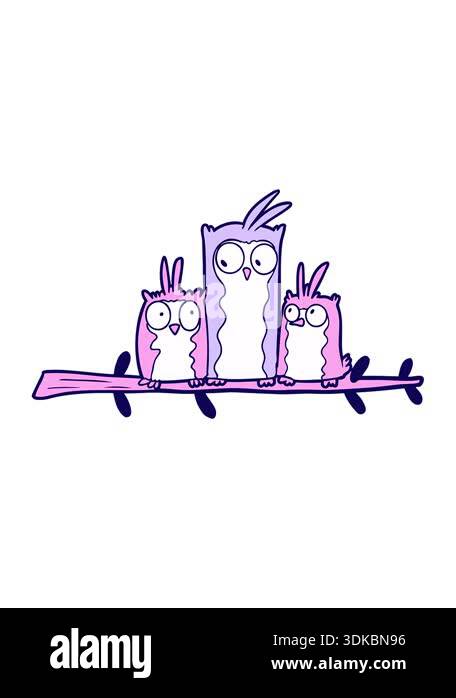 neon light effect animation of owl family cartoon Stock Video Footage ...