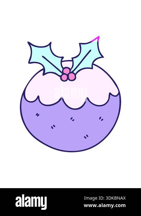 power up animation of hand drawn cartoon christmas pudding Stock Video ...