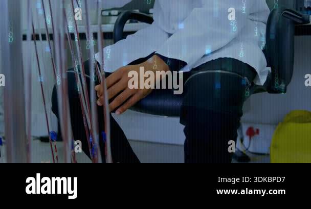 Laboratory technician reaching in tube array and aligning blue clip ...