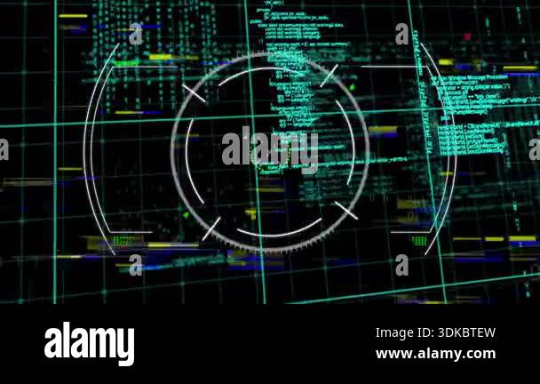 At startup reticle rotating, code streaming, glitch flashing, HUD ...