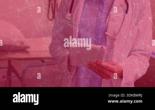 Doctor tapping tablet and revealing animated medical vitals chart for ...