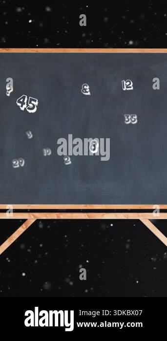 Animation of numbers moving over blackboard on black background ...