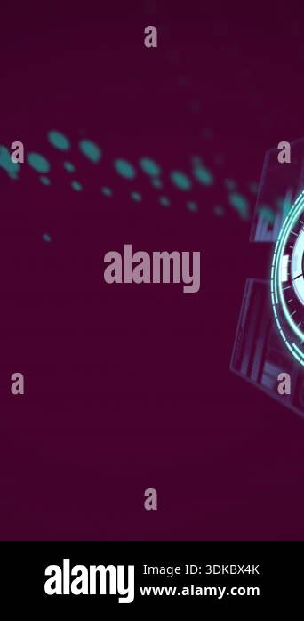 Animation of scope scanning and data processing on purple background ...