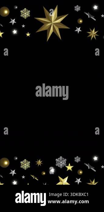 Animation of stars and copyspace on black background. Christmas ...