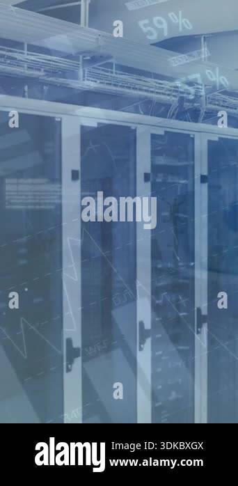 Animation of statistical data processing against computer server room ...