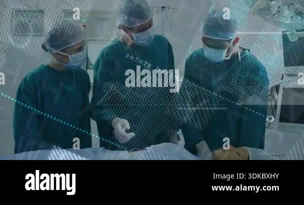 Lead surgeon inspecting abdomen and marking incision while team ...