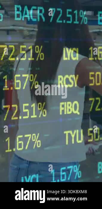 Animation of financial data processing over business people in office ...