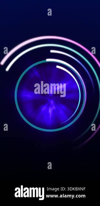 Animation of processing circle and pulsating circles with blue dots on ...