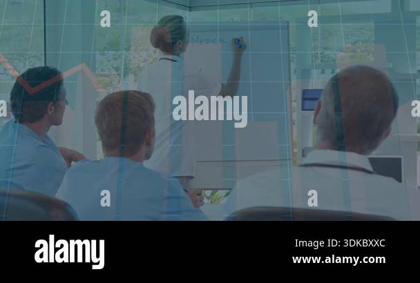 Female doctor writing Medical Report on chart during briefing with ...