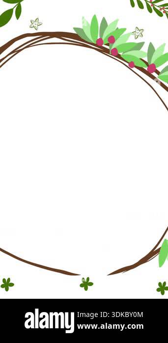 Animation of circle frame with copy space and christmas decorations on ...