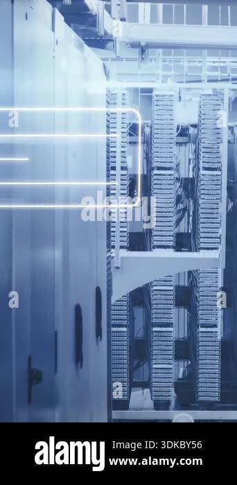 Animation of data processing over computer servers. Global network ...