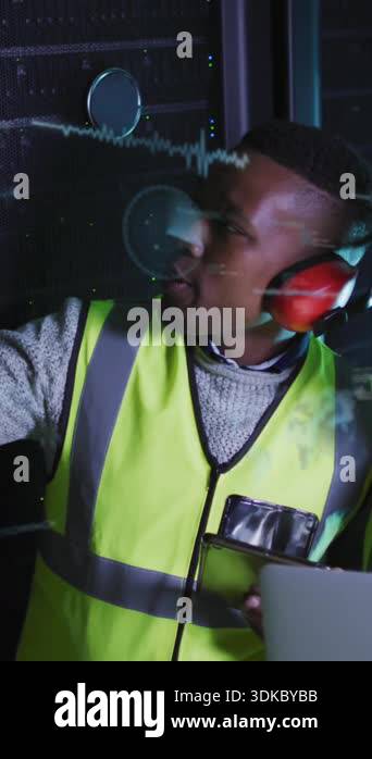 Animation of data processing over diverse it engineers and computer ...