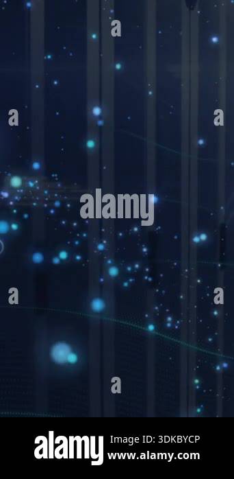 Animation of digital data processing and circuit board over computer ...
