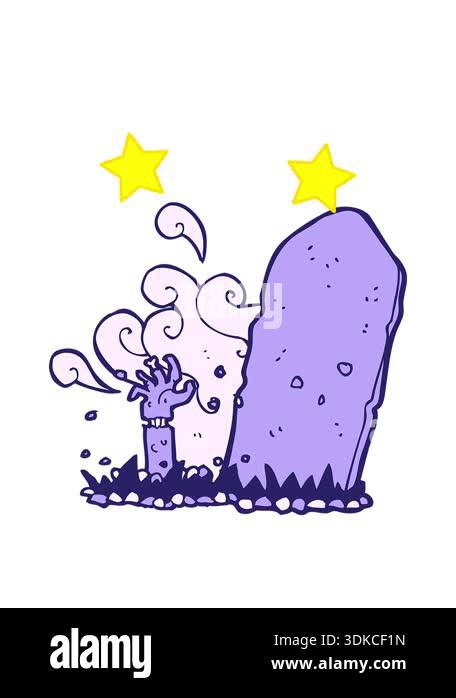 spinning stars animation of cartoon zombie rising from grave Stock ...