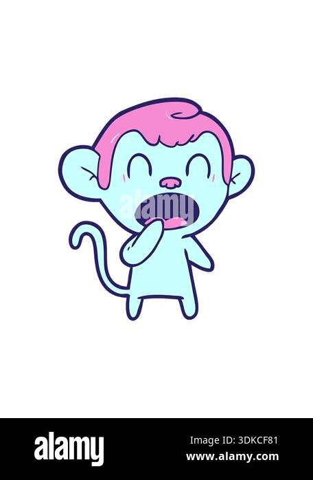 popping motion animation of yawning cartoon monkey Stock Video Footage ...