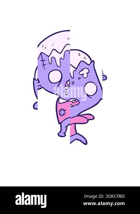 splitting motion animation of a cute cartoon of a zombie Stock Video ...