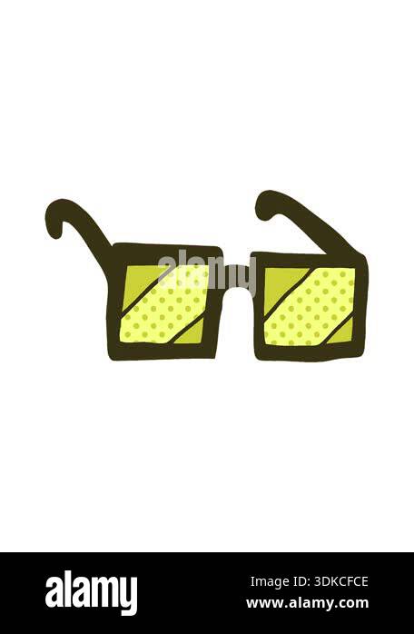 changing color animation of cartoon doodle square spectacles Stock ...