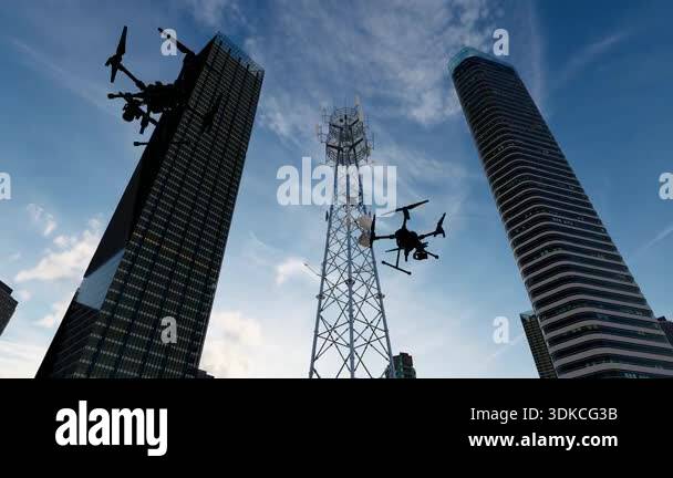 Drones detect 5G signal towers Stock Video Footage - Alamy