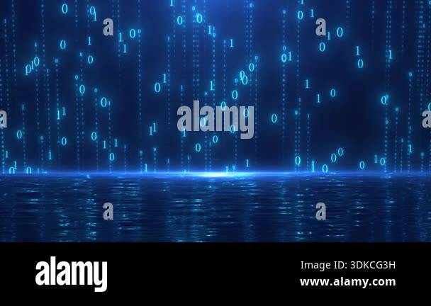 Technology particle digital stream ocean background Stock Video Footage ...