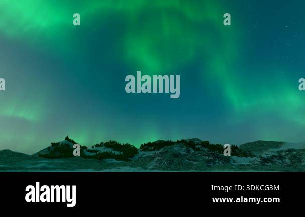 Winter snowy mountain pine forest northern lights Stock Video Footage ...