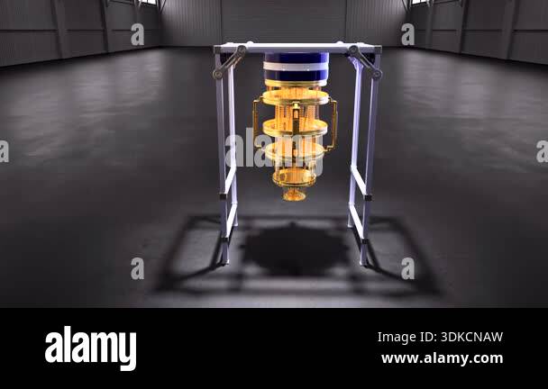 Golden quantum computer machine in dark factory 4k footage Stock Video ...