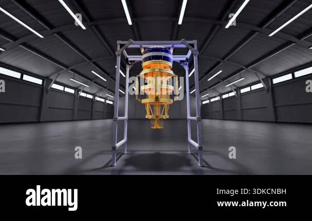 Golden quantum computer machine in dark factory 4k footage Stock Video ...