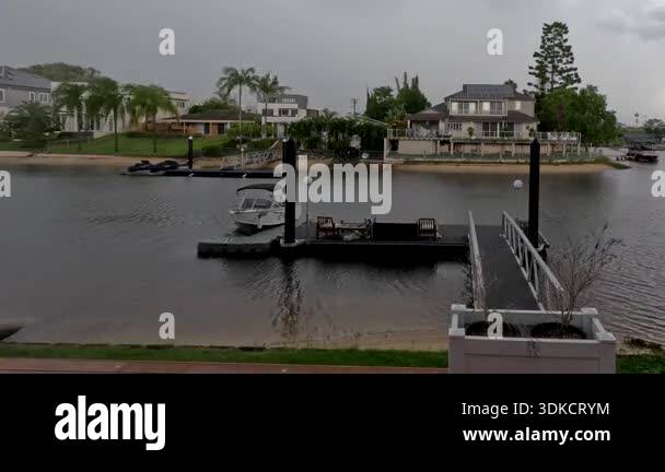 Storm clouds gather over Broadbeach waterfront homes Stock Video ...