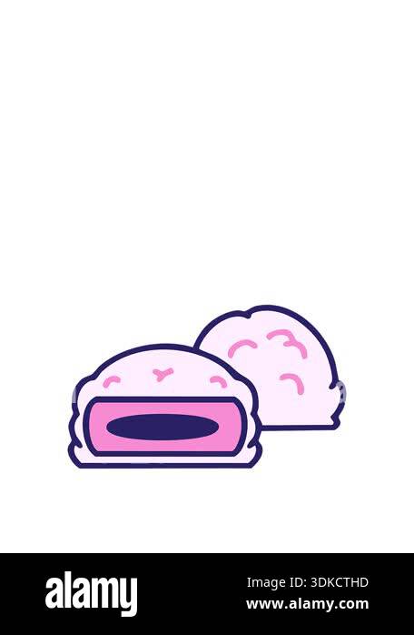 stretching up animation of a traditional mochi japanese dessert treat ...