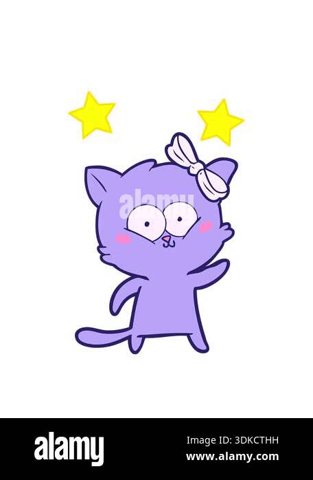 spinning stars animation of cartoon character cat fun drawing Stock ...