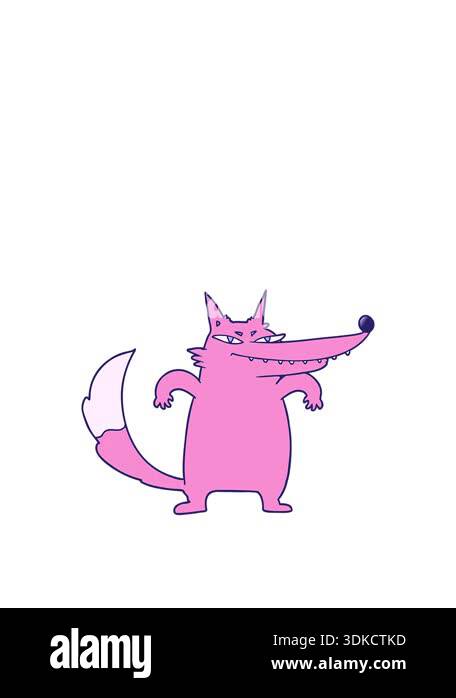 stretching up animation of a fox cartoon character Stock Video Footage ...