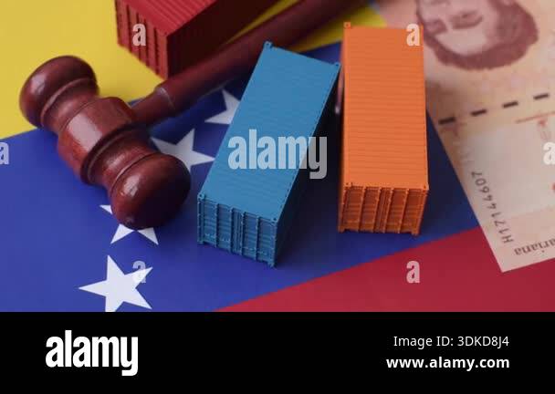 The cargo container ban on the Venezuela flag as a conceptual backdrop ...