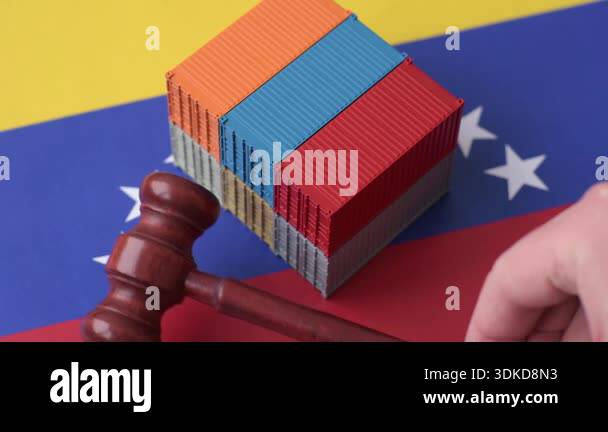 The cargo container ban on the Venezuela flag as a conceptual backdrop ...