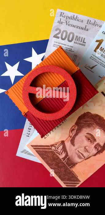The cargo container ban on the Venezuela flag as a conceptual backdrop ...