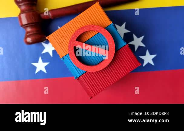 The cargo container ban on the Venezuela flag as a conceptual backdrop ...