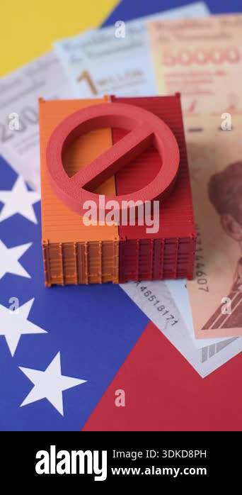 The cargo container ban on the Venezuela flag as a conceptual backdrop ...