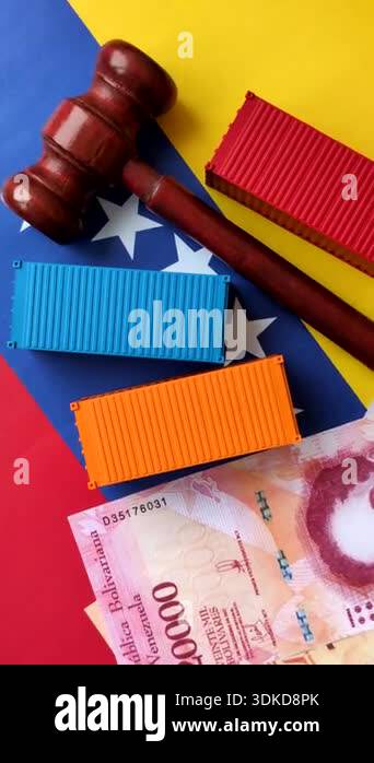 The cargo container ban on the Venezuela flag as a conceptual backdrop ...