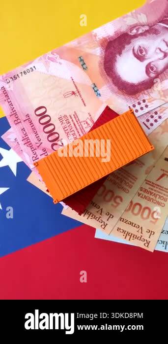 Cargo containers on the Venezuela flag as a conceptual backdrop for ...